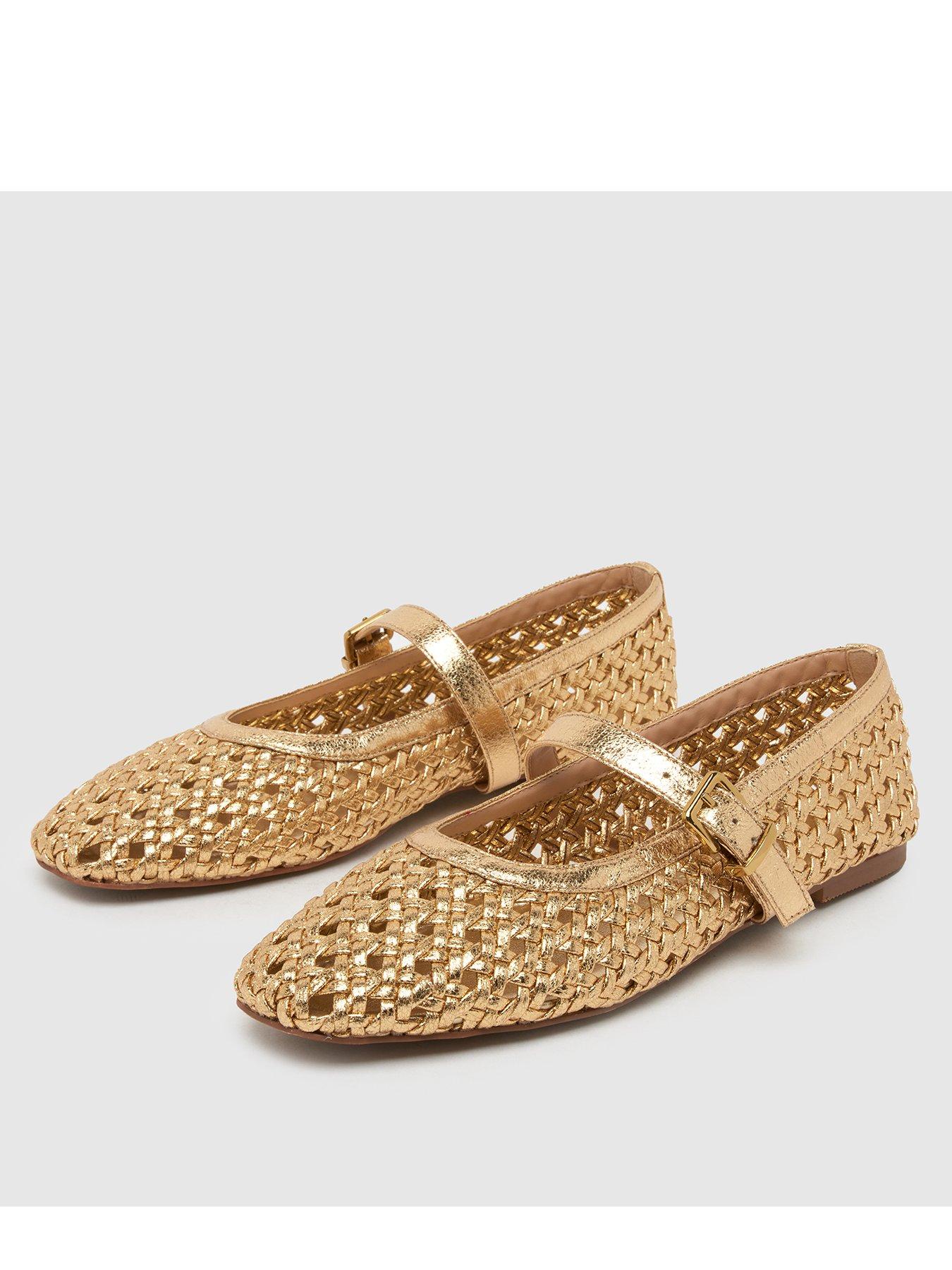 SCHUH Lexie Woven Ballet Flats - Gold | Very Ireland