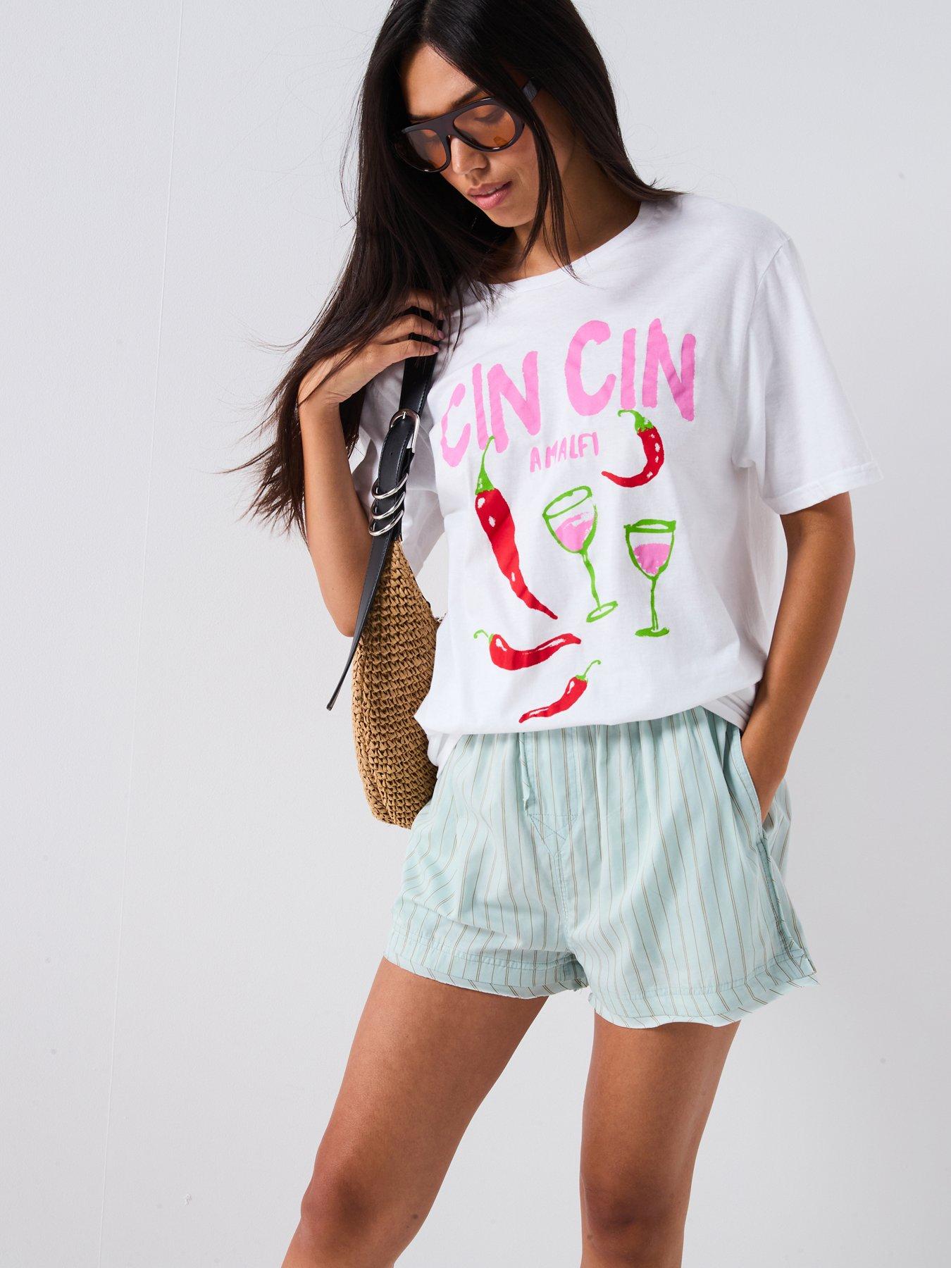 V by Very Cin Cin Graphic T-Shirt - White | Very Ireland