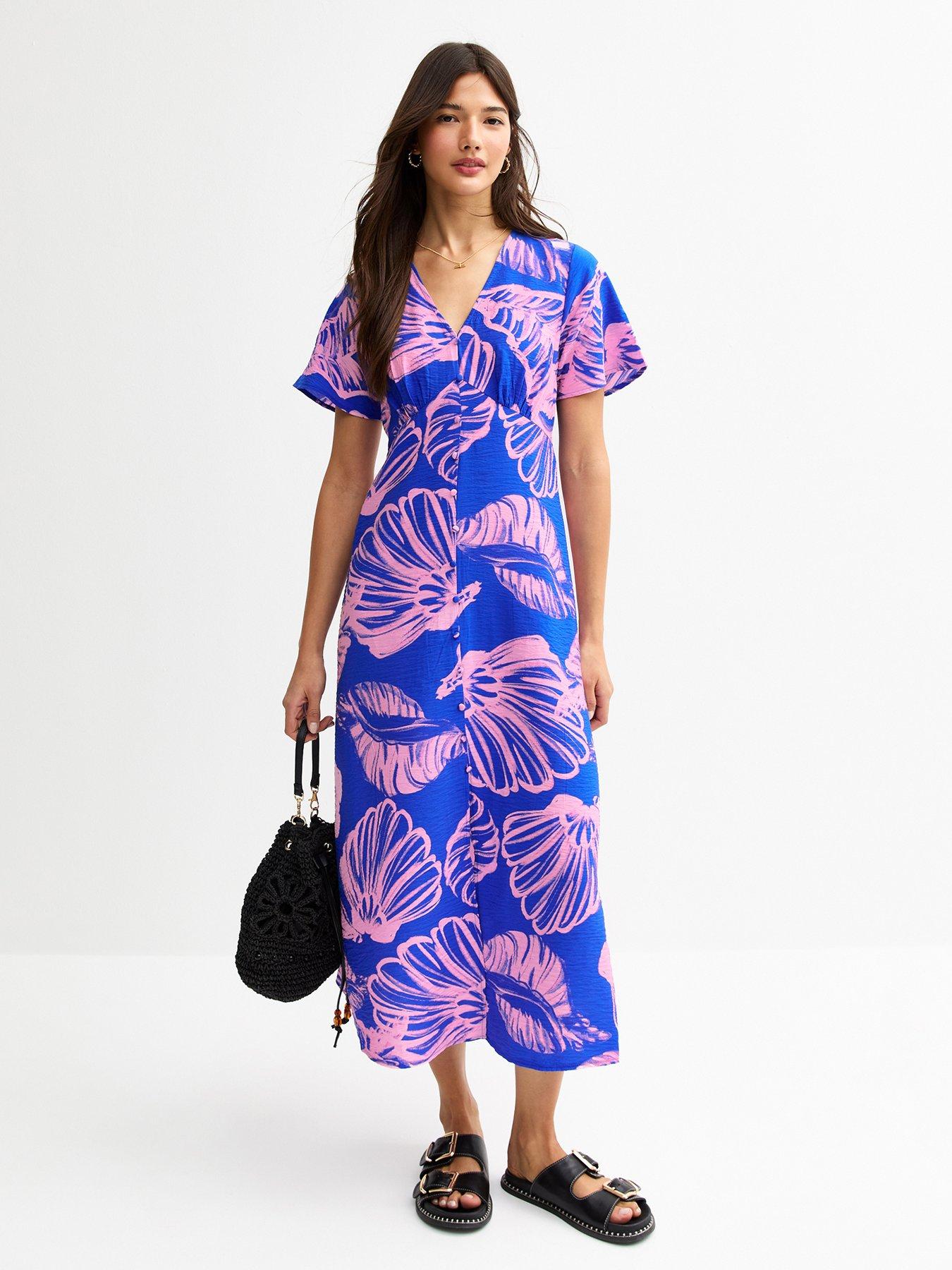 New Look Katy Shell Tea Midi Dress - Blue | Very Ireland