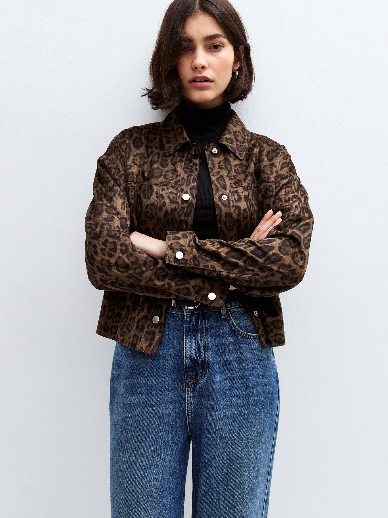 New Look Animal Print Faux Suede Shacket - Brown | Very Ireland