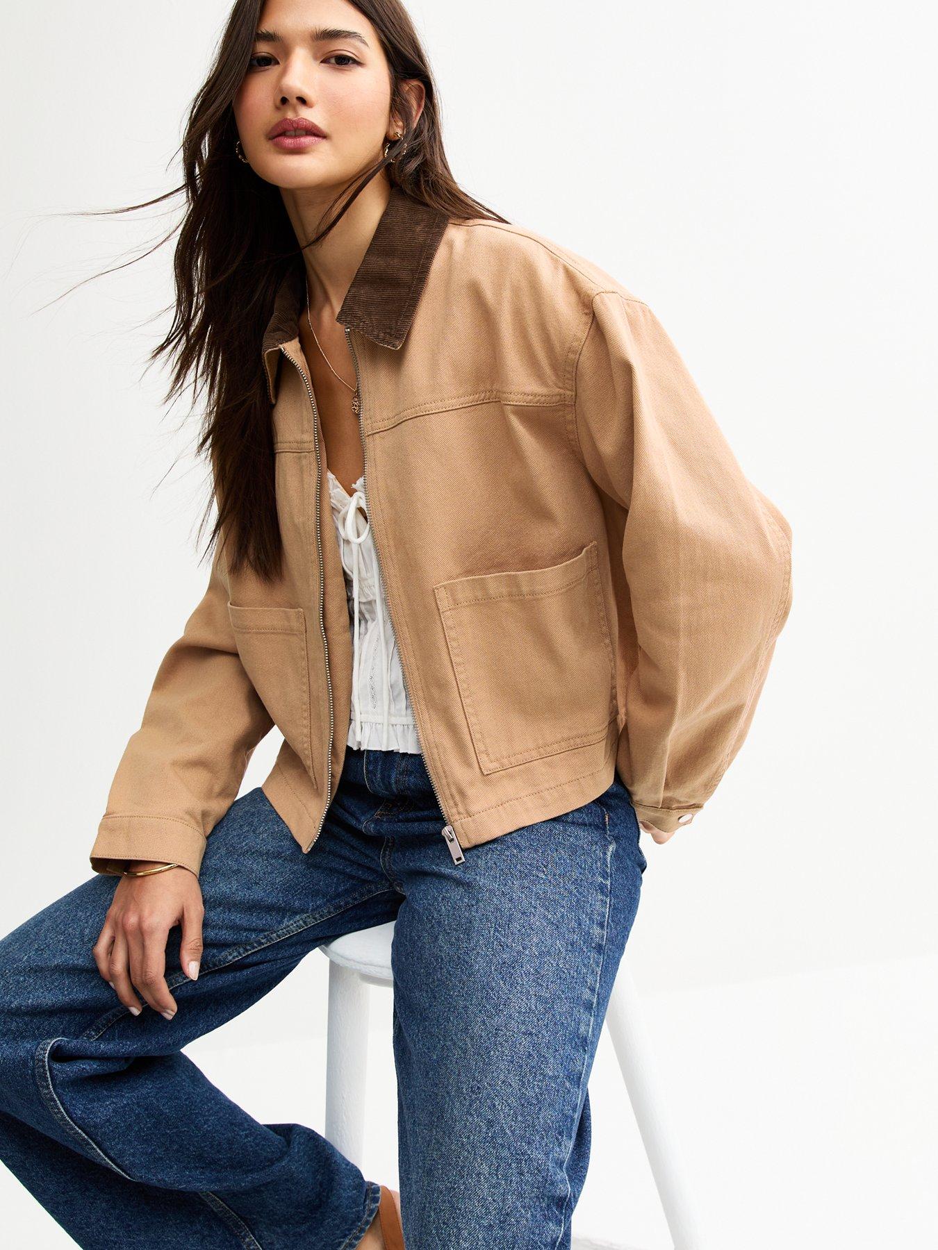 New Look Tan Contrast Collar Barn Jacket | Very Ireland