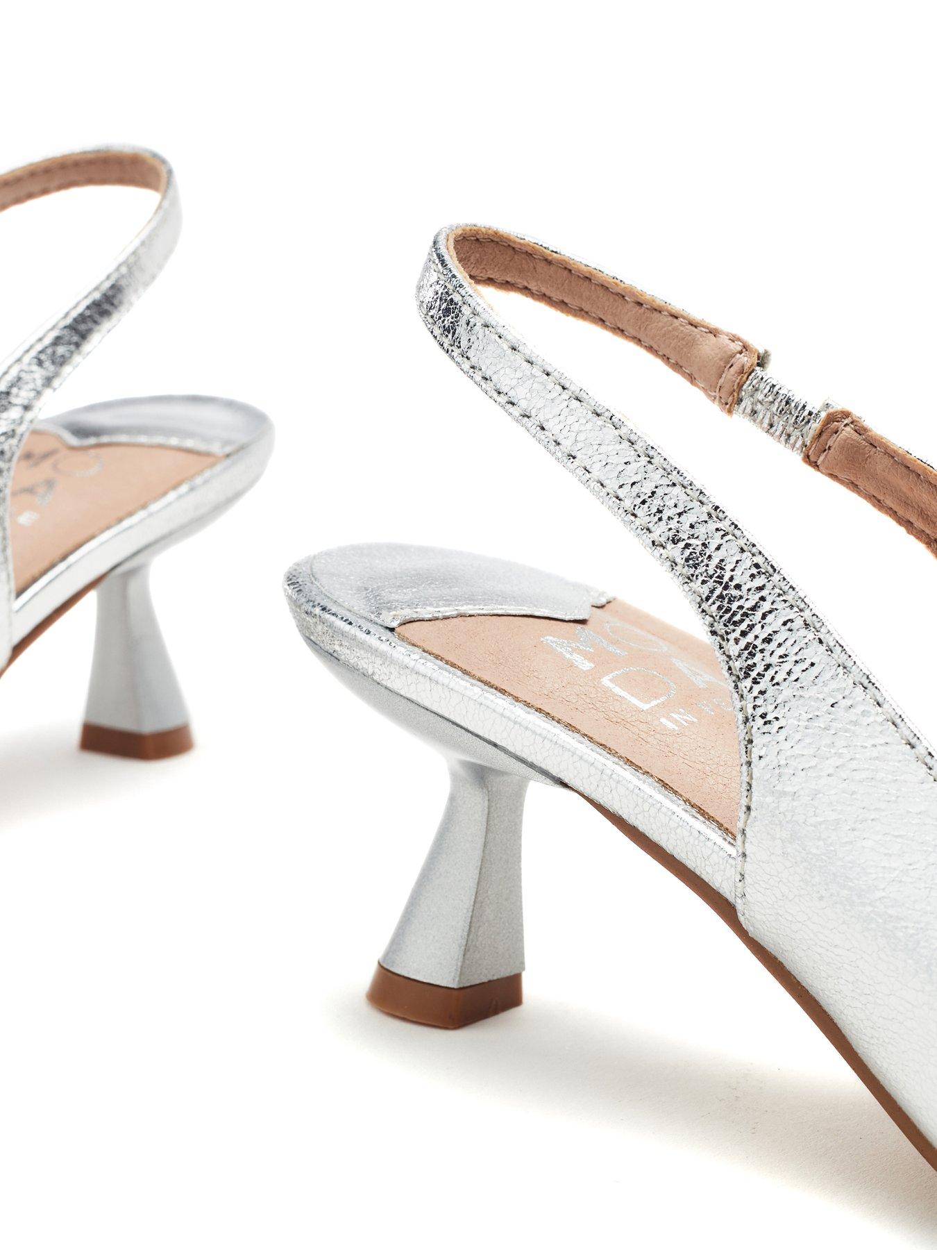 Moda In Pelle Godal Slingback Kitten Heel Shoes - Silver | Very Ireland