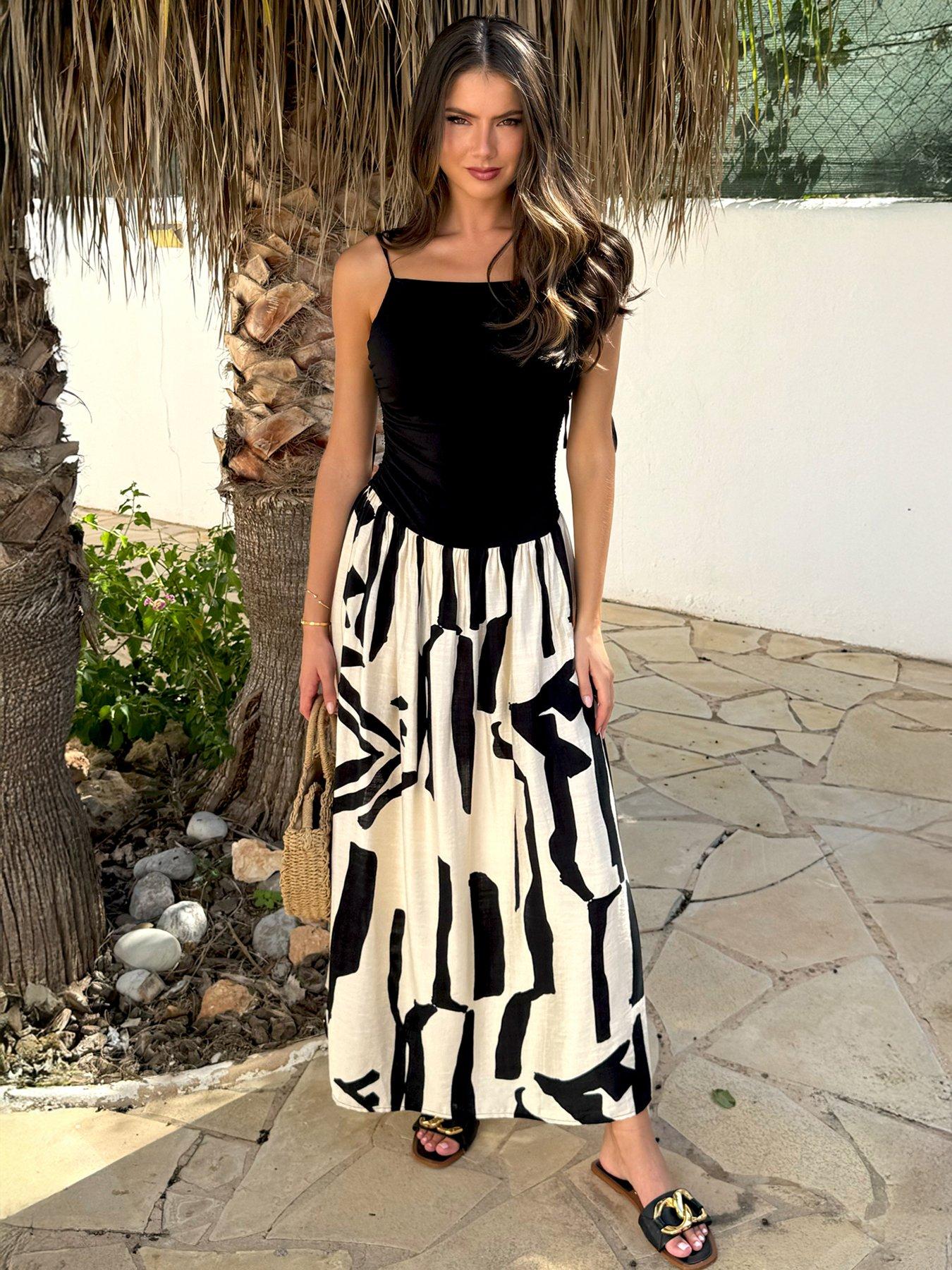 AX Paris Strappy Mono Print Maxi Dress - Multi | Very Ireland