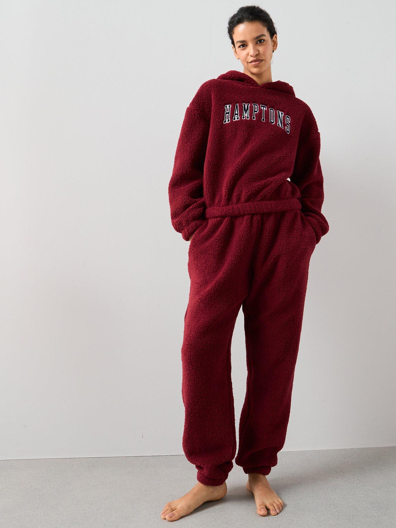 The Very Collection Borg Slogan And Jogger Loungewear Set - Red | Very ...