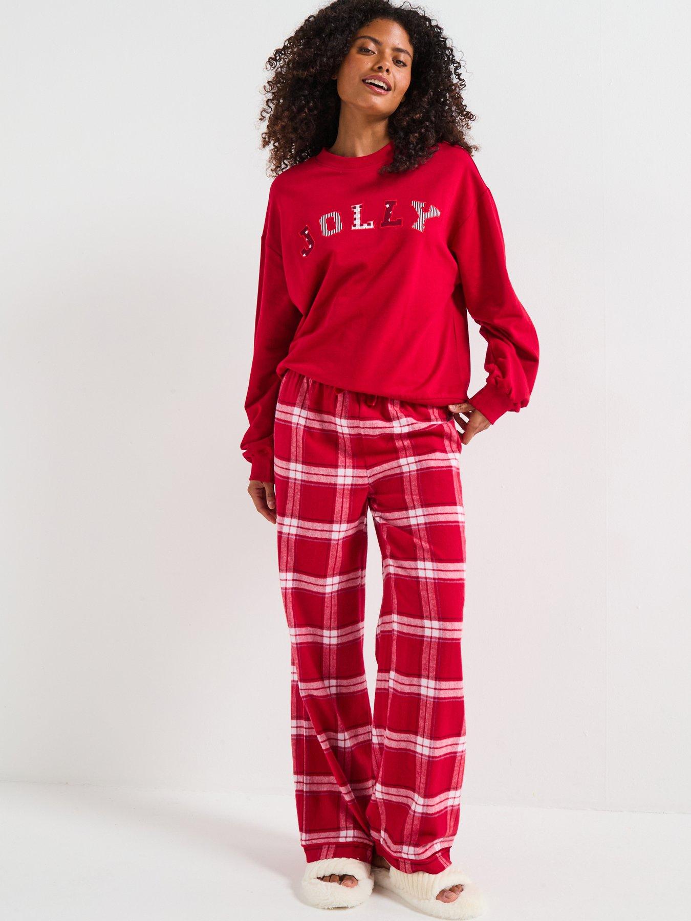 The Very Collection Womens Family Christmas Pyjama Jolly Brushed Back ...