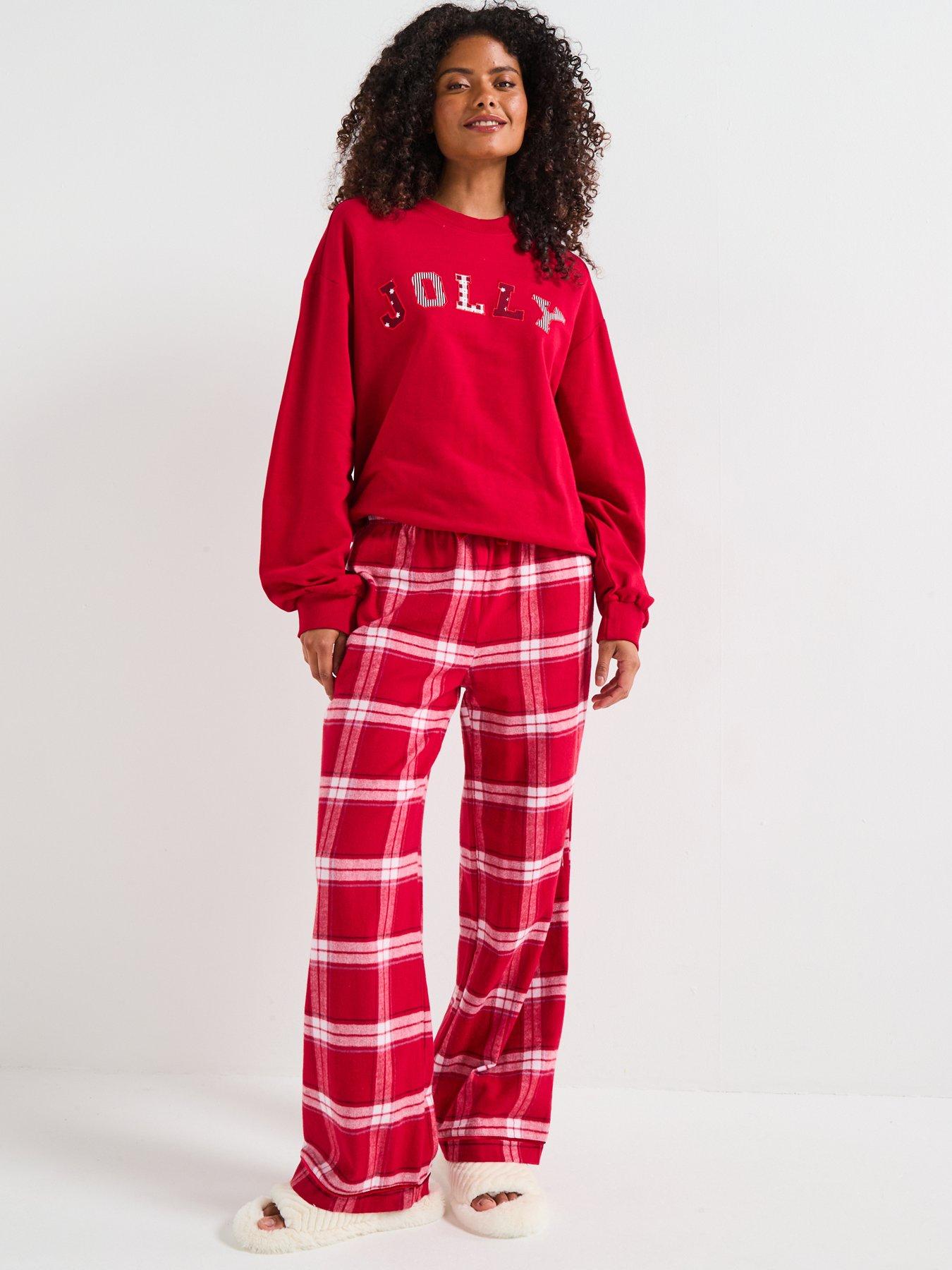 The Very Collection Womens Family Christmas Pyjama Jolly Brushed Back ...