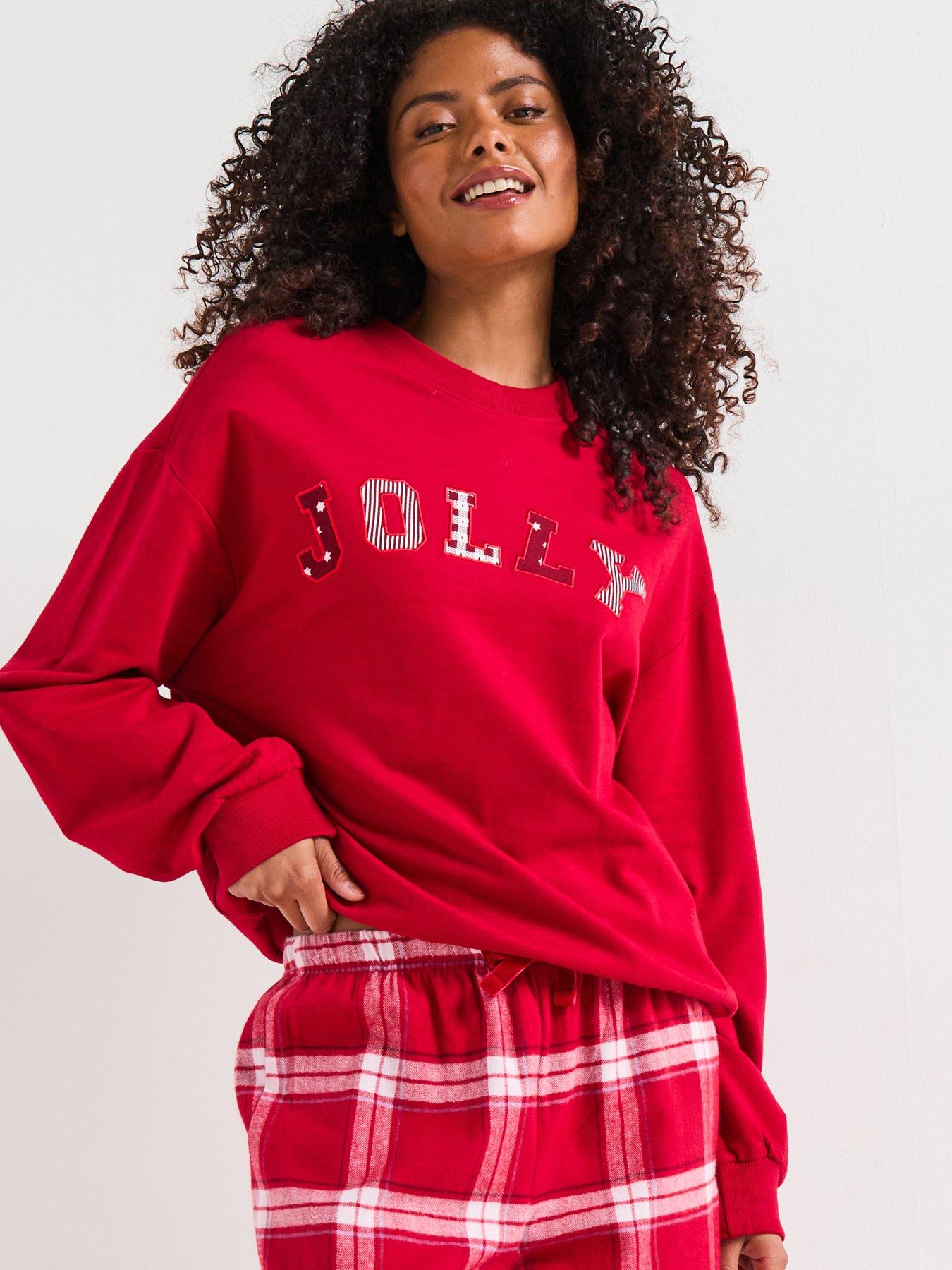 The Very Collection Womens Family Christmas Pyjama Jolly Brushed Back ...