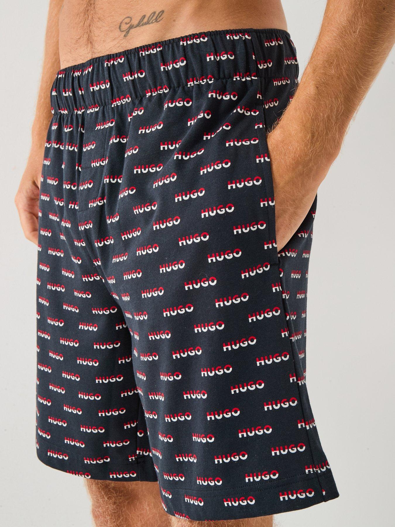 HUGO Bodywear Split All Over Logo Loungewear Shorts - Black | Very Ireland