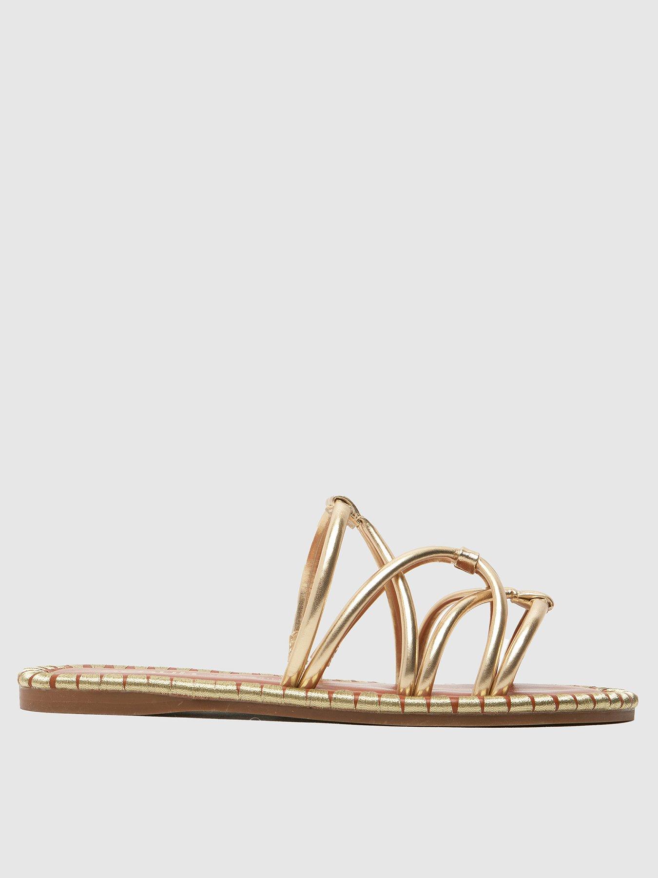 Schuh Tevin Feature Rand Flat Sandals - Gold | Very Ireland