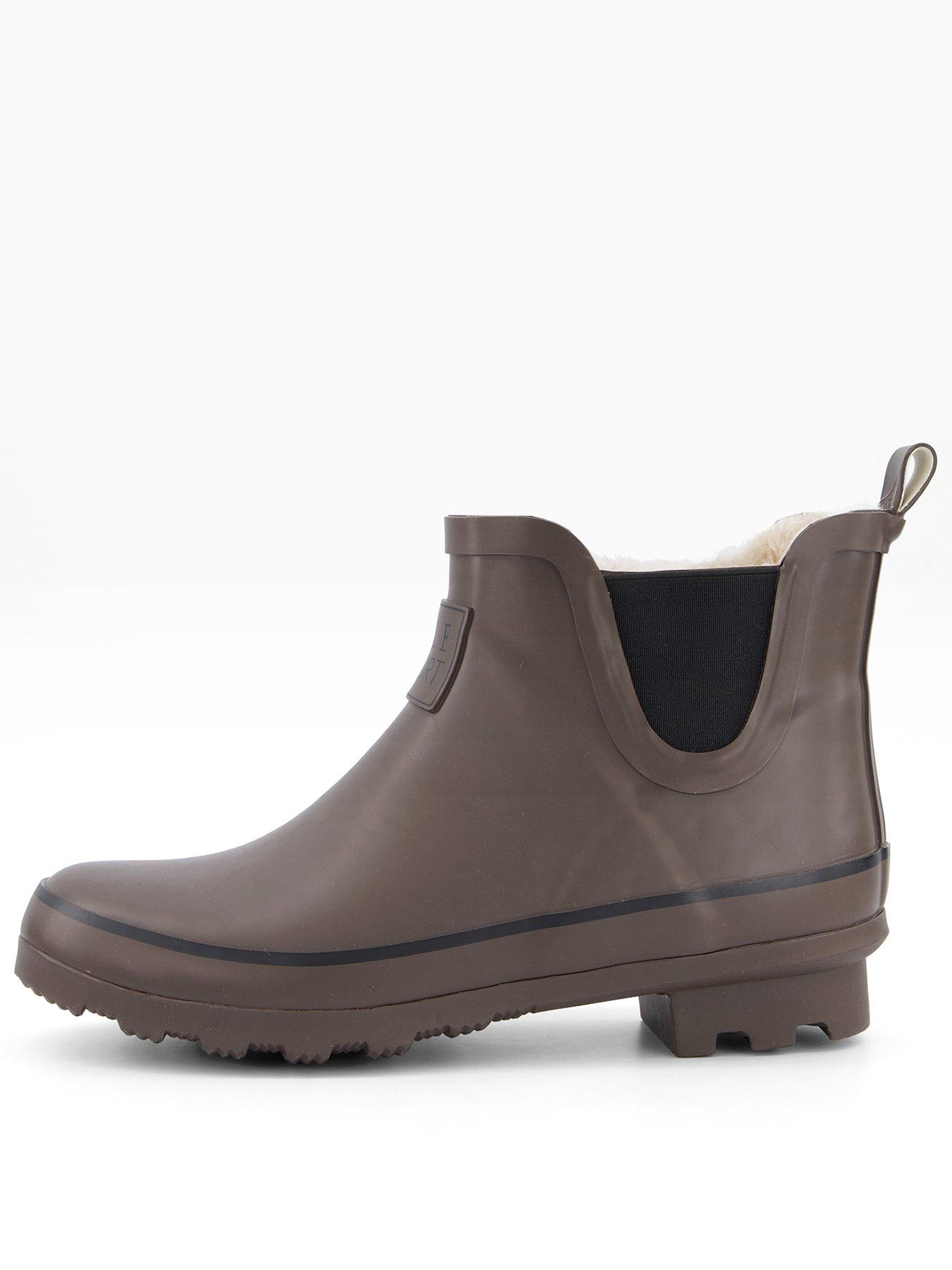 Elle Sport Ankle Wellington Boot With Borg Lining - Brown | Very Ireland