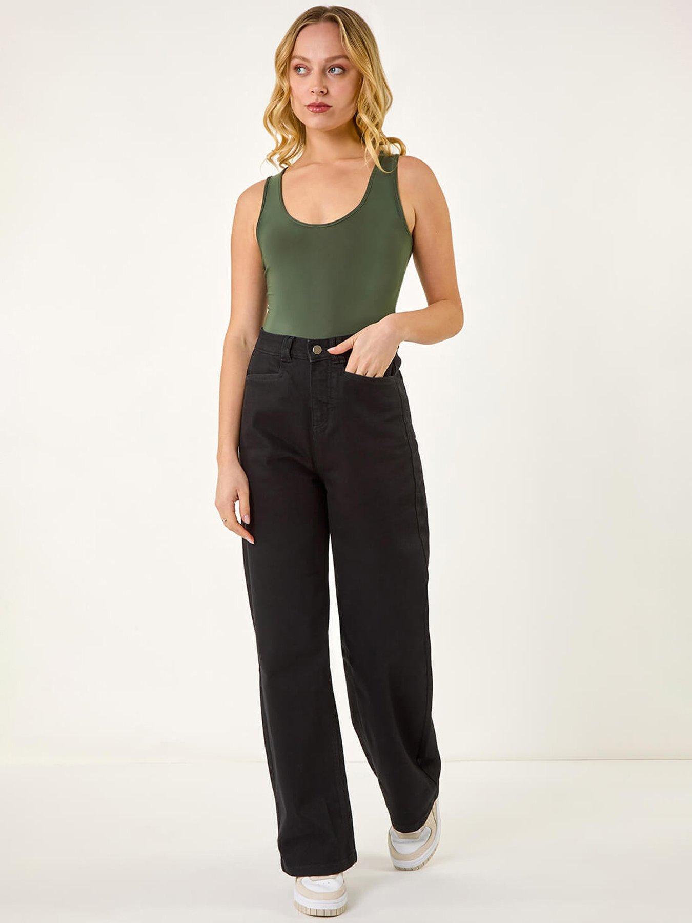 Roman Denim Stretch Wide Leg Jeans - Black | Very Ireland