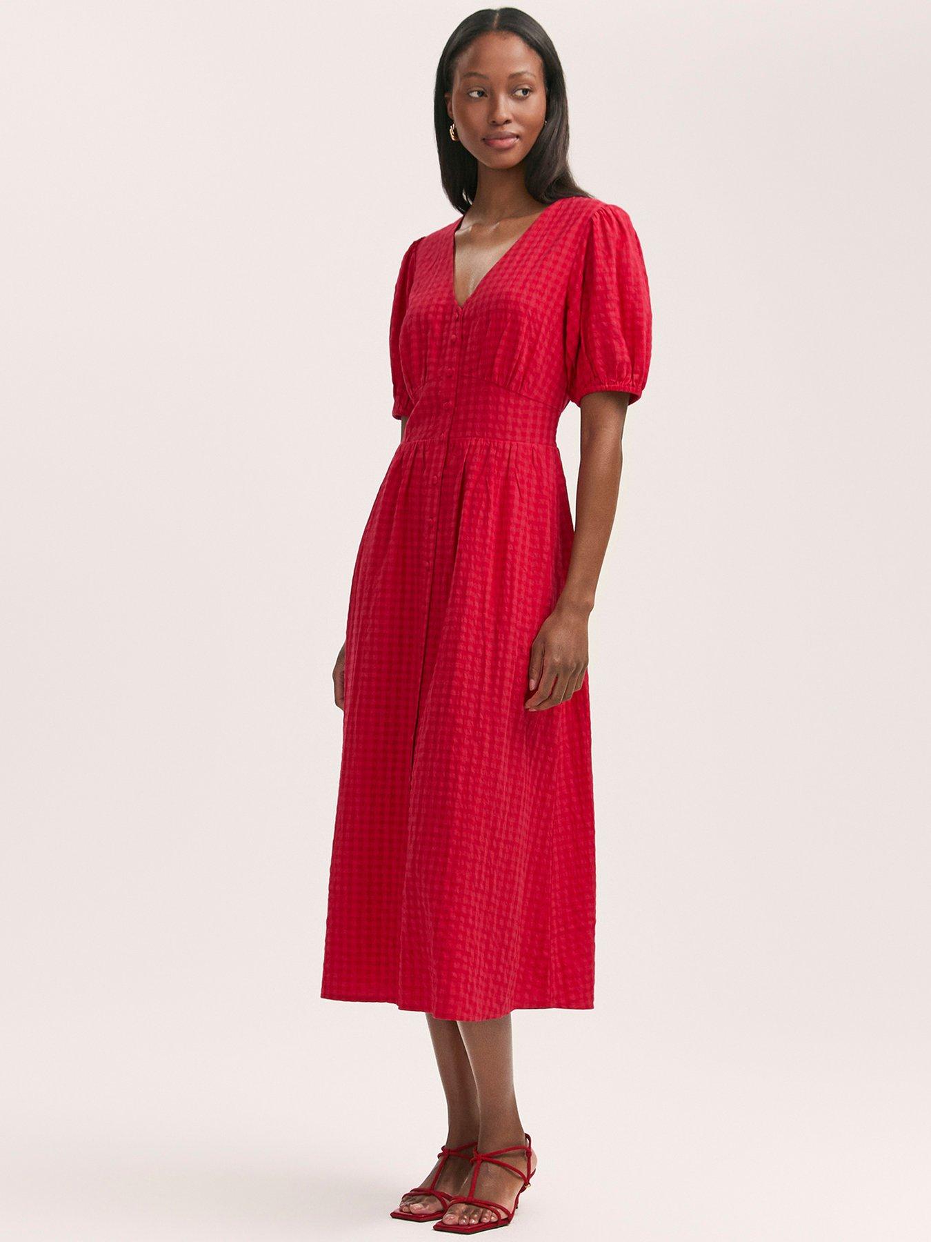 Finery Addison Smock Midi Dress - Red | Very Ireland