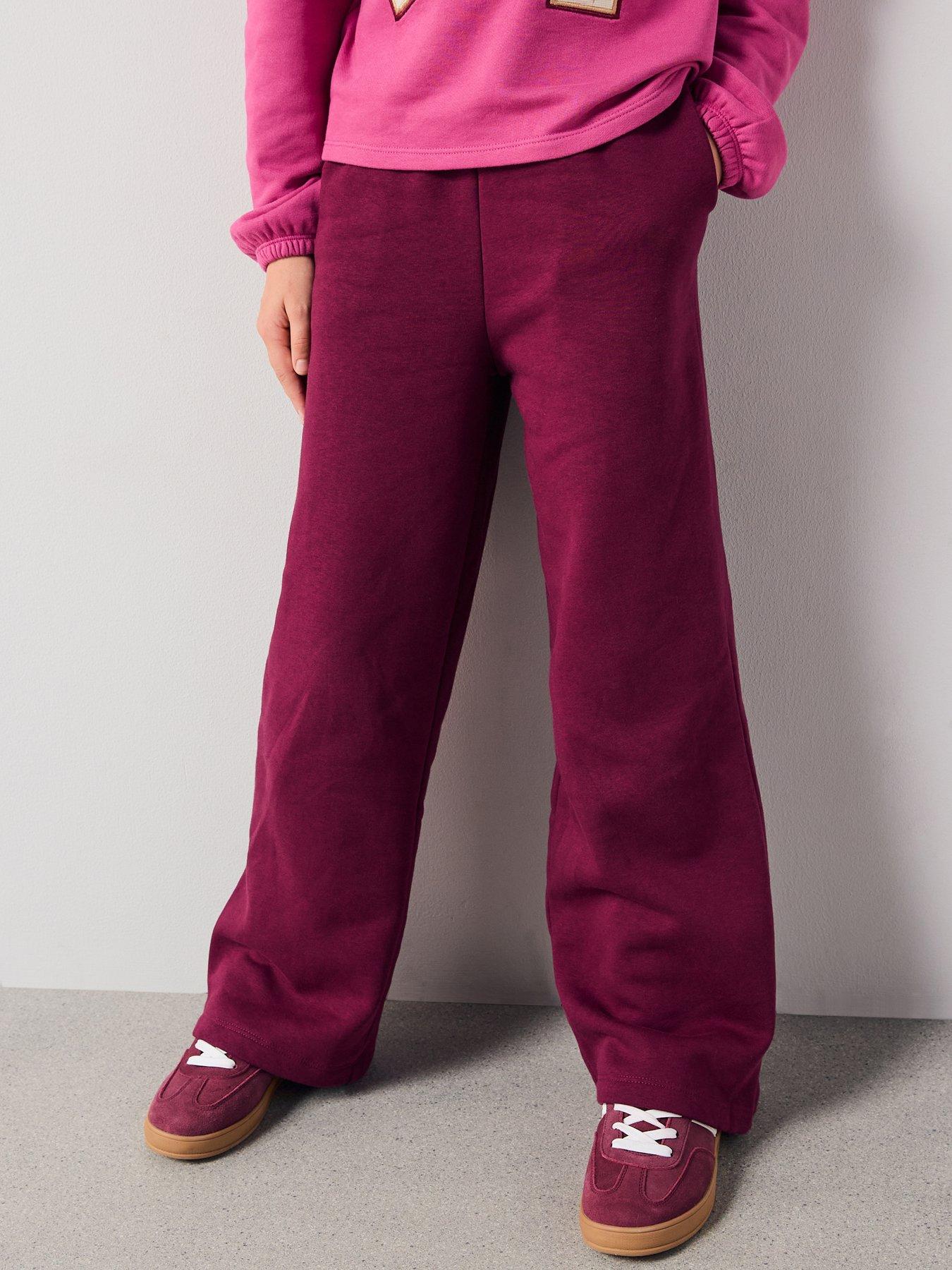The Very Collection Girls Wide Leg Sweat Trousers - Burgundy/Red | Very ...