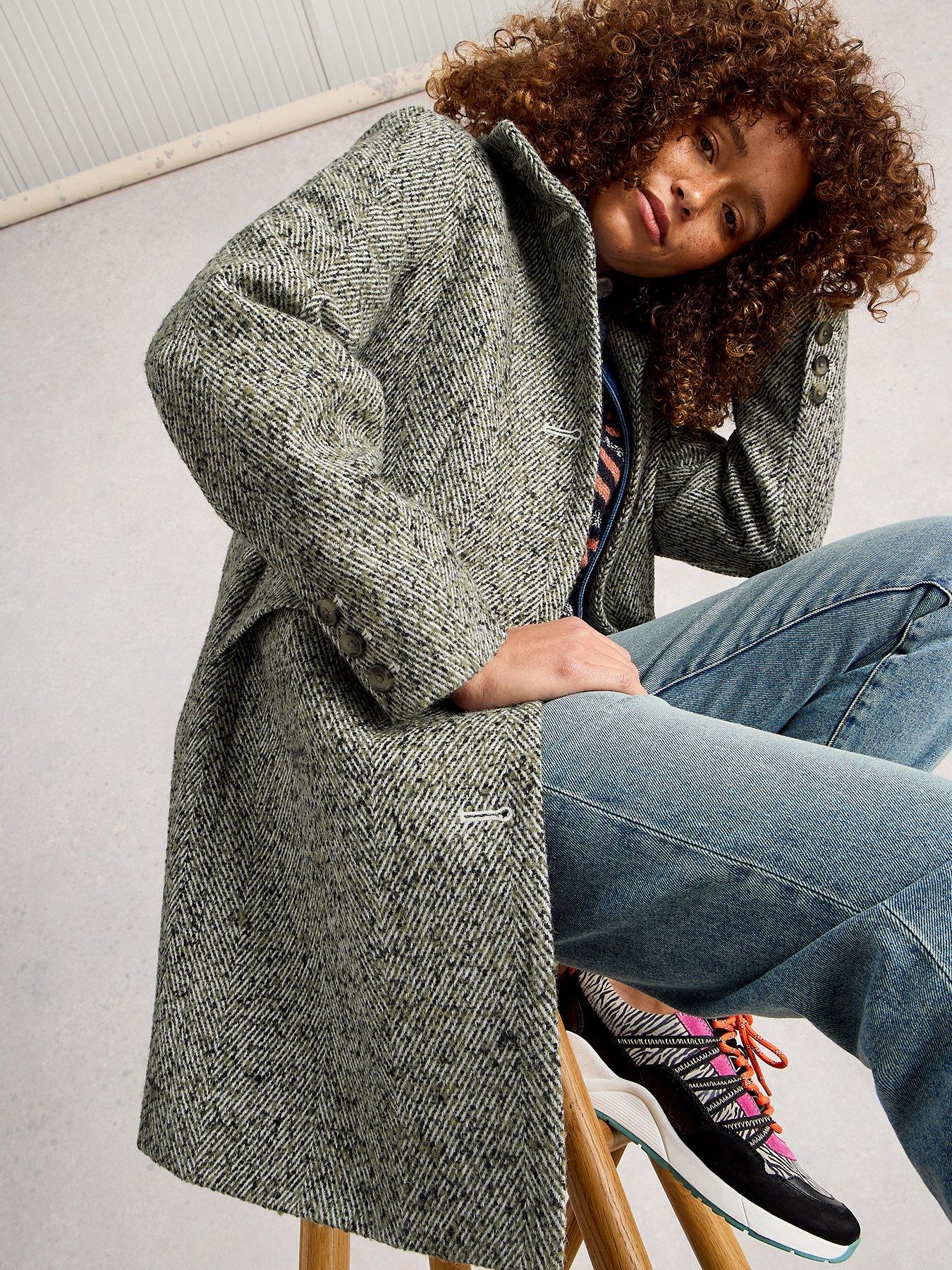 White Stuff Karla Tweed Wool Blend Coat - Grey | Very Ireland
