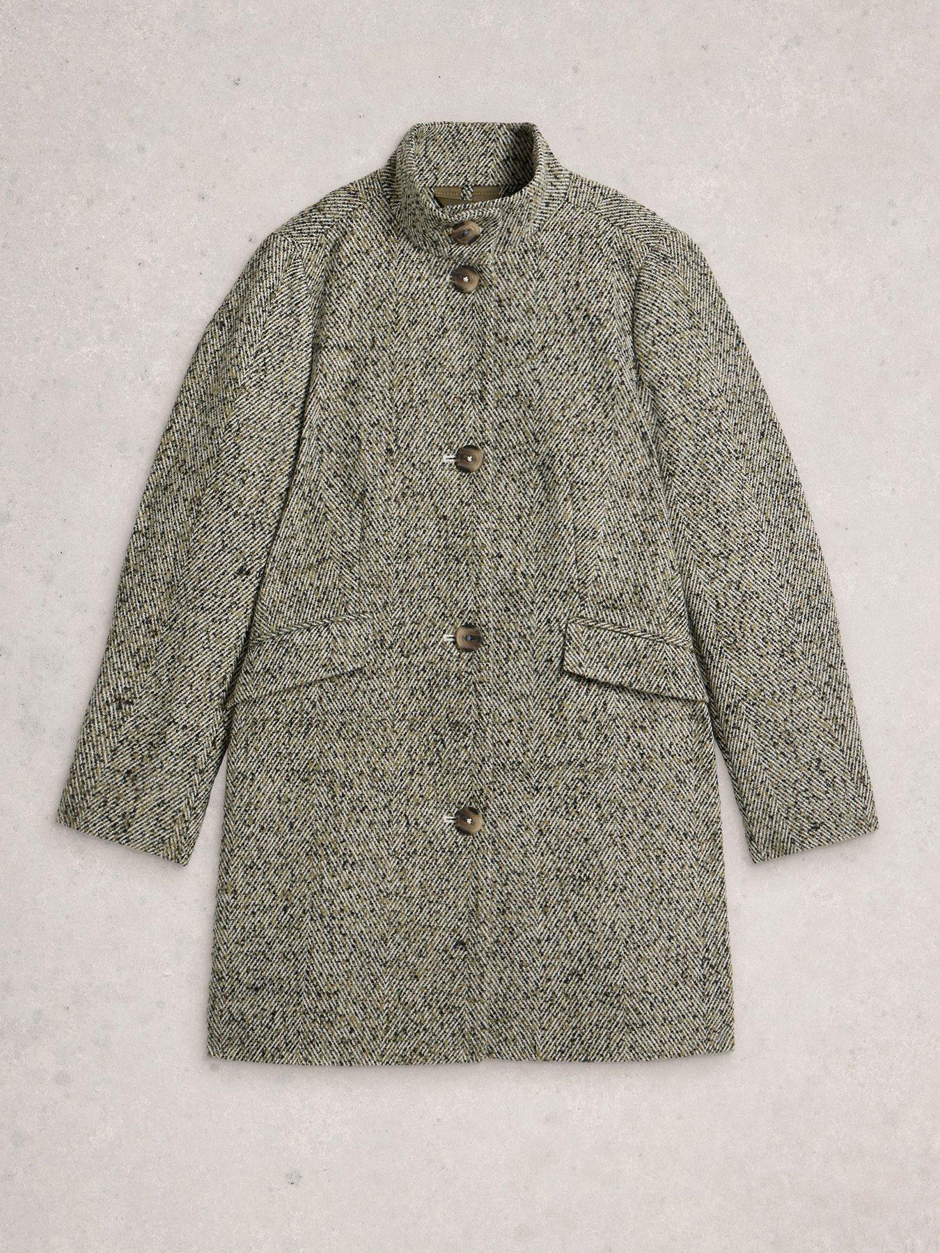 White Stuff Karla Tweed Wool Blend Coat - Grey | Very Ireland