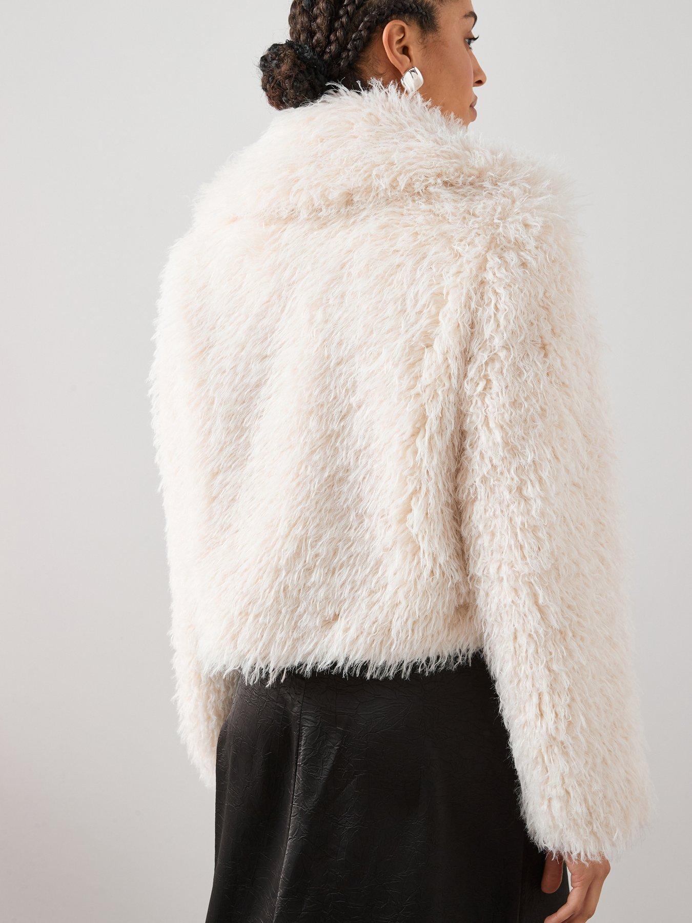 The Very Collection Short Mongolian Faux Fur Coat - Cream | Very Ireland