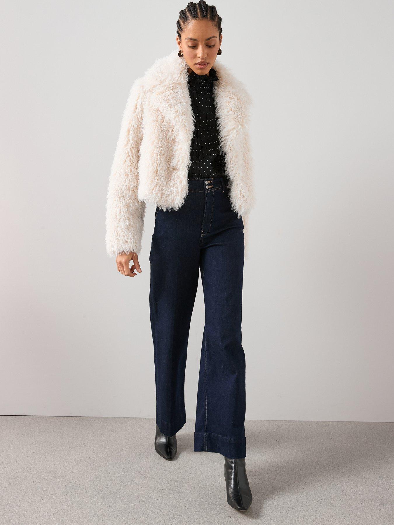 The Very Collection Short Mongolian Faux Fur Coat - Cream | Very Ireland