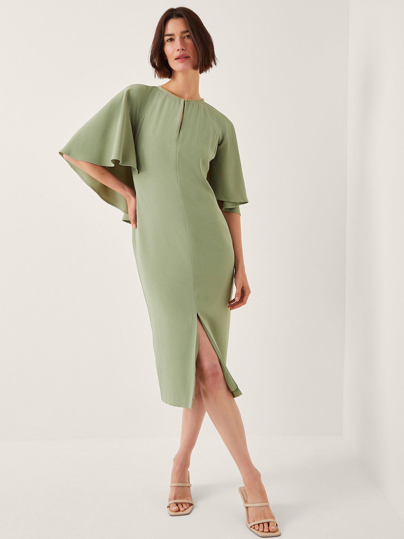 Monsoon Cassandra Cape Dress - Sage Green | Very Ireland