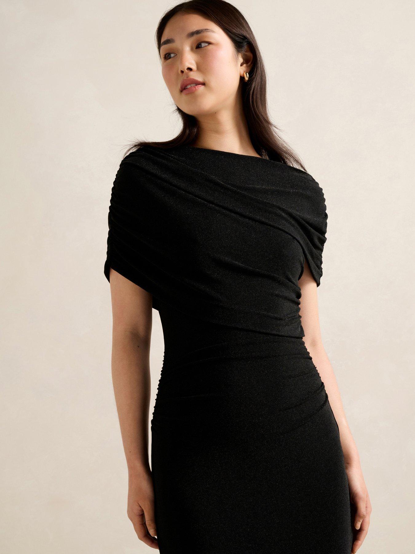 Forever New Kylee Draped Midi Dress- Black | Very Ireland