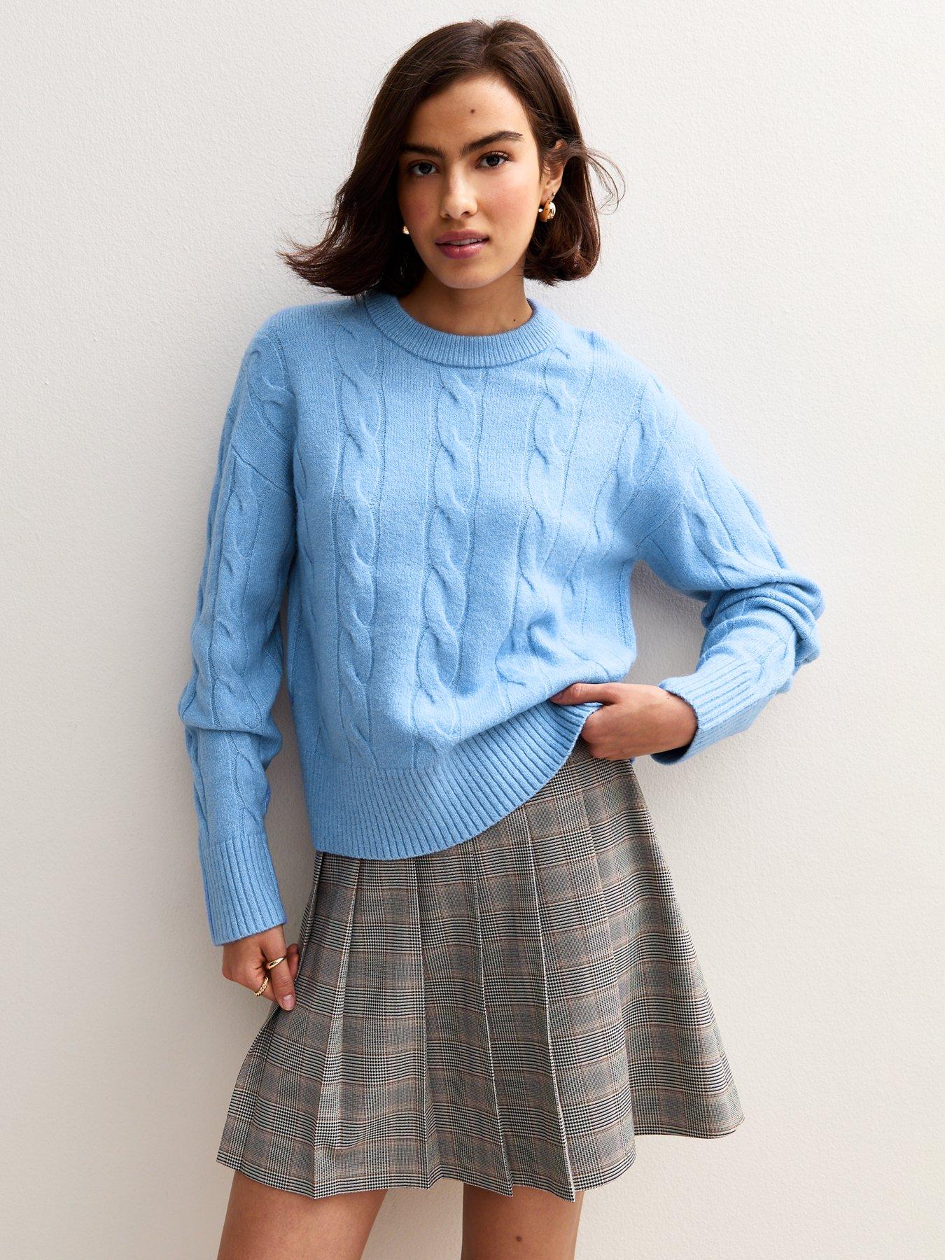 New Look Blue Cable Knit Crew Neck Jumper | Very Ireland