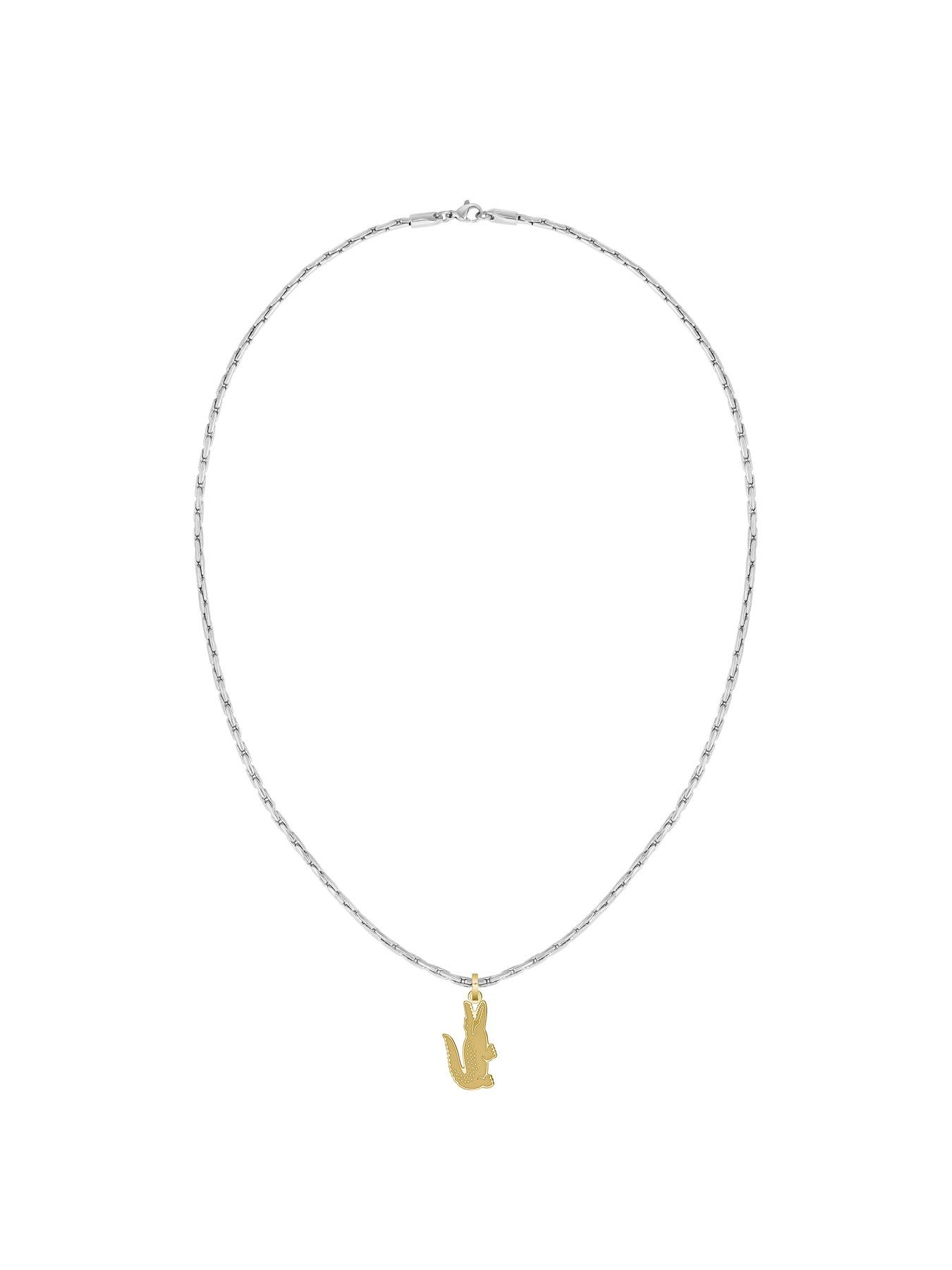 Lacoste Lacoste Mens Arthor Crocodile Box Chain Necklace - Silver ...