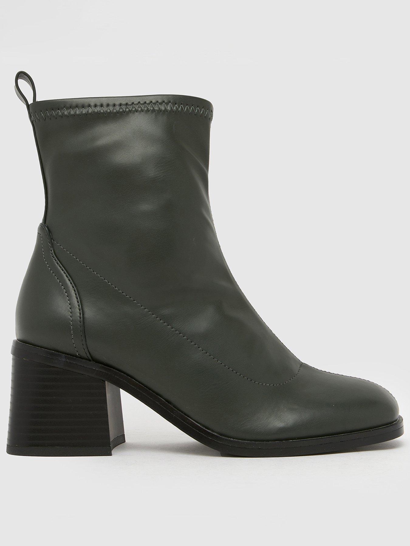 Schuh Wide Fit Brie Sock Boot - Dark Green | Very Ireland