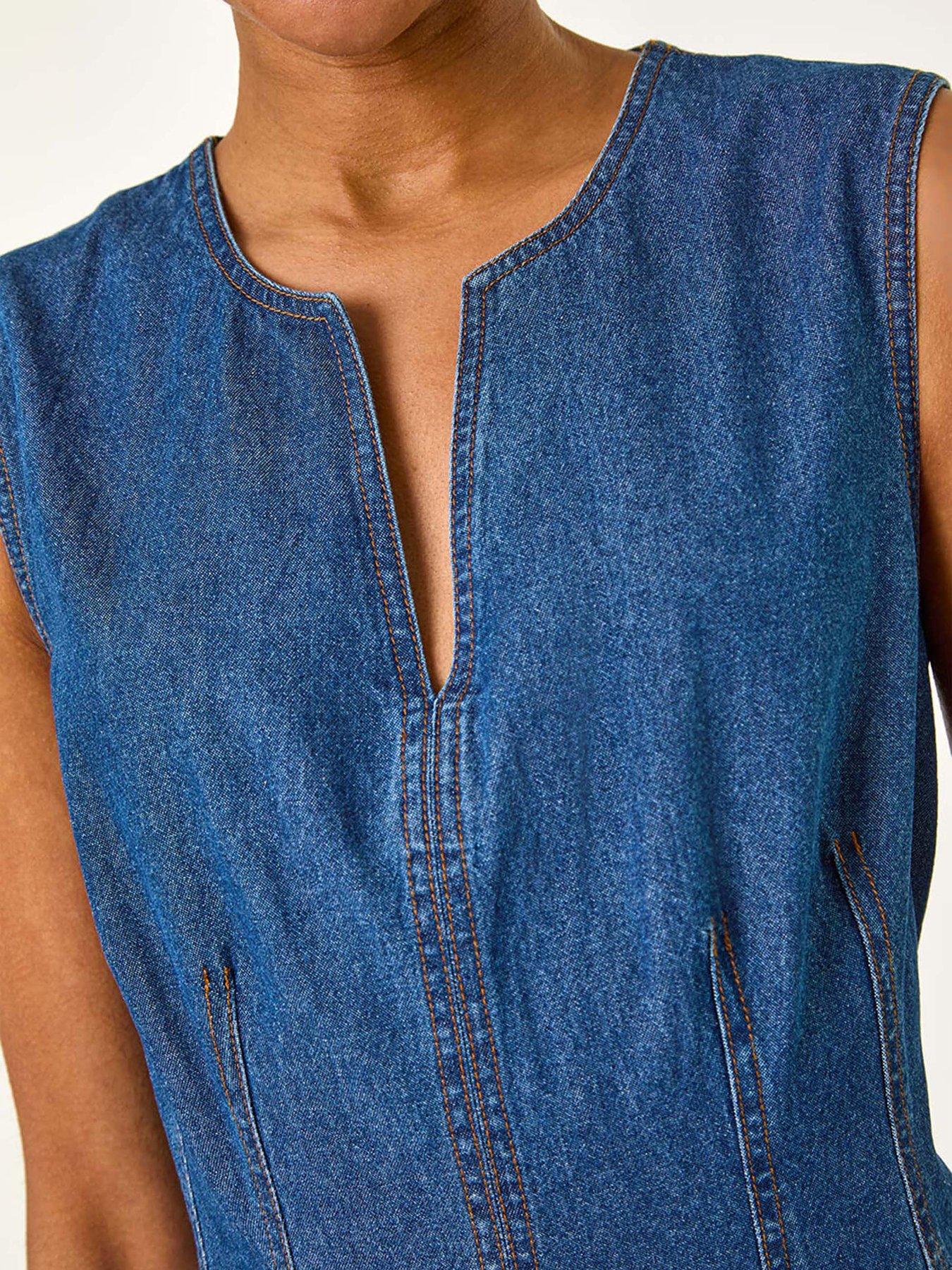 Roman Panel Detail Midi Dress - Denim | Very Ireland