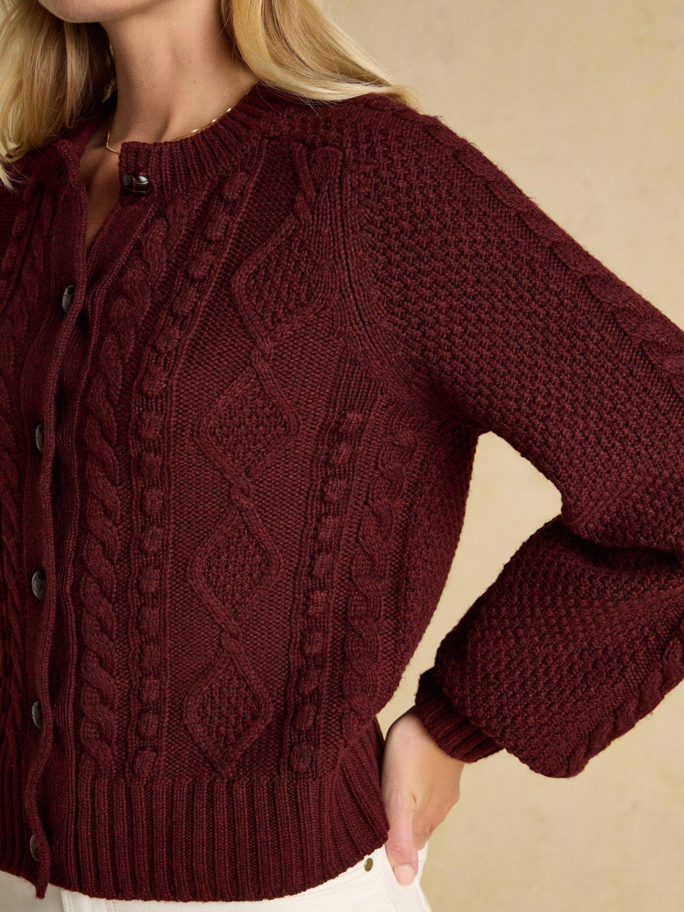 Joules Cable Knit Cardigan - Red | Very Ireland