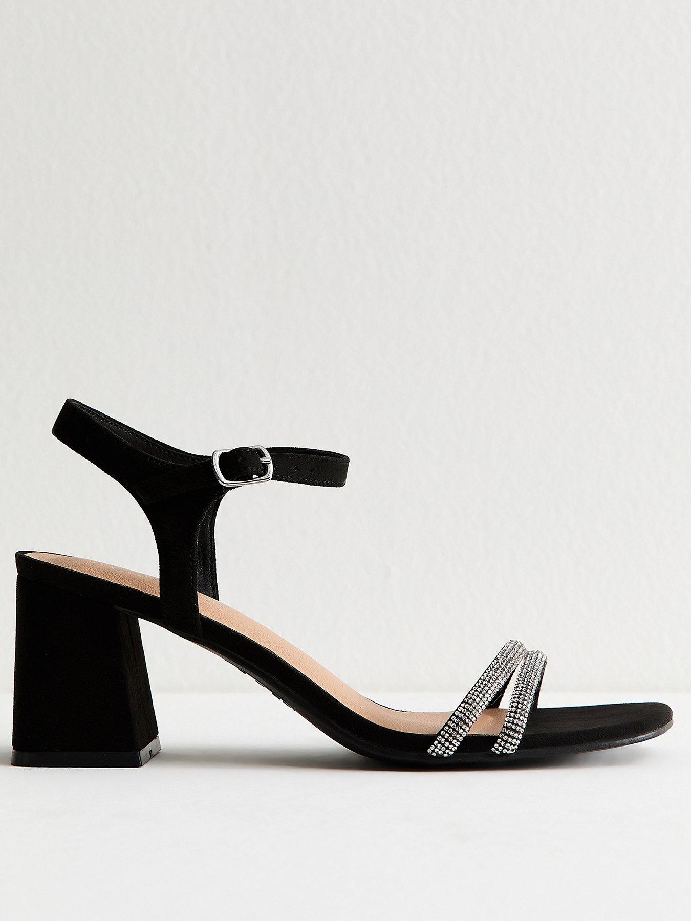 New Look Black Faux Suede Embellished Block Heel Sandals | Very Ireland