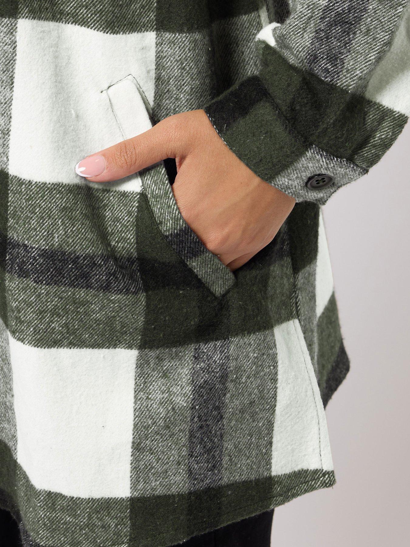 Yours Curve Check Shacket - Green | Very Ireland