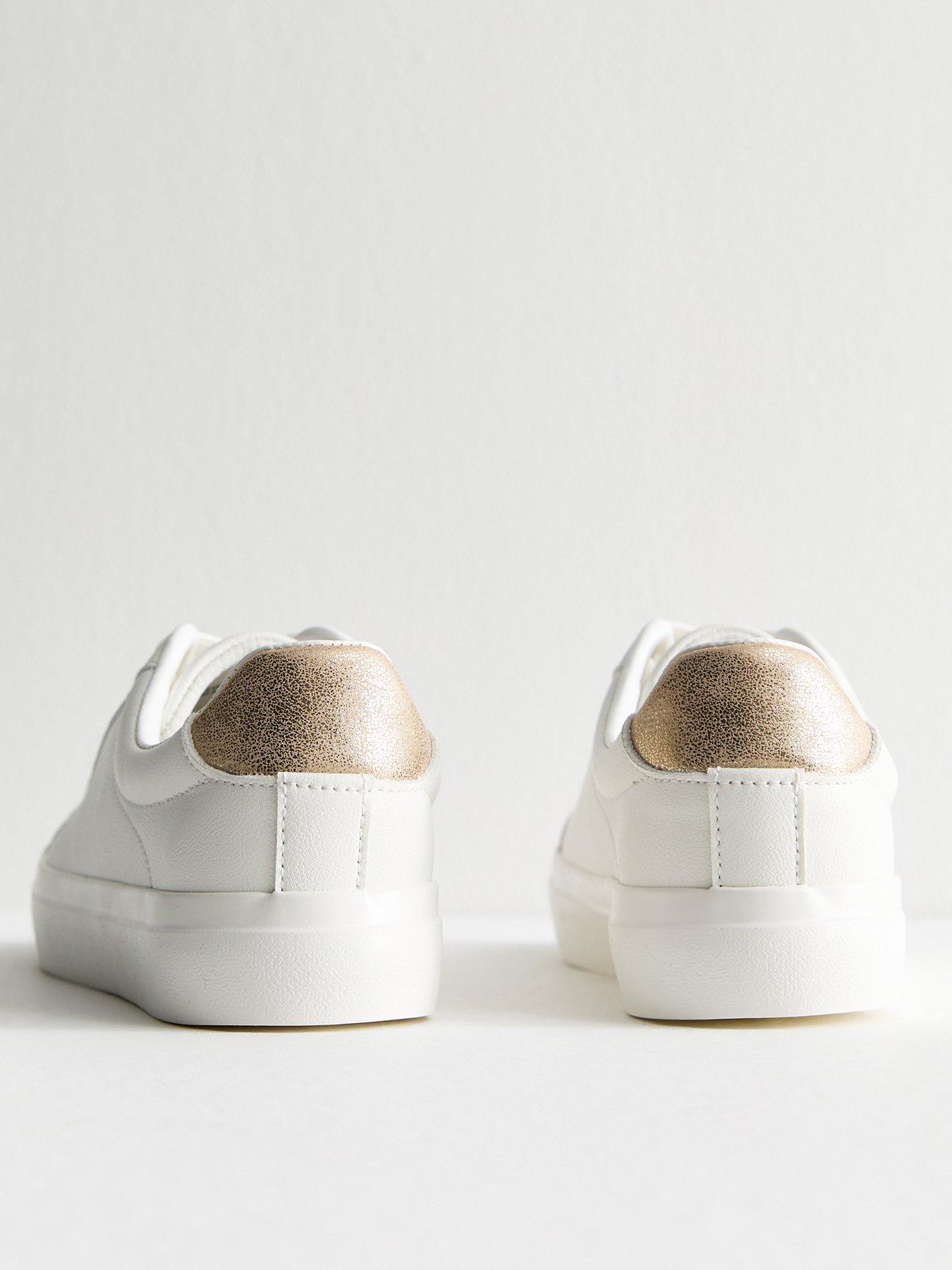 New Look White Faux Leather Contrast Heel Tab Trainers | Very Ireland