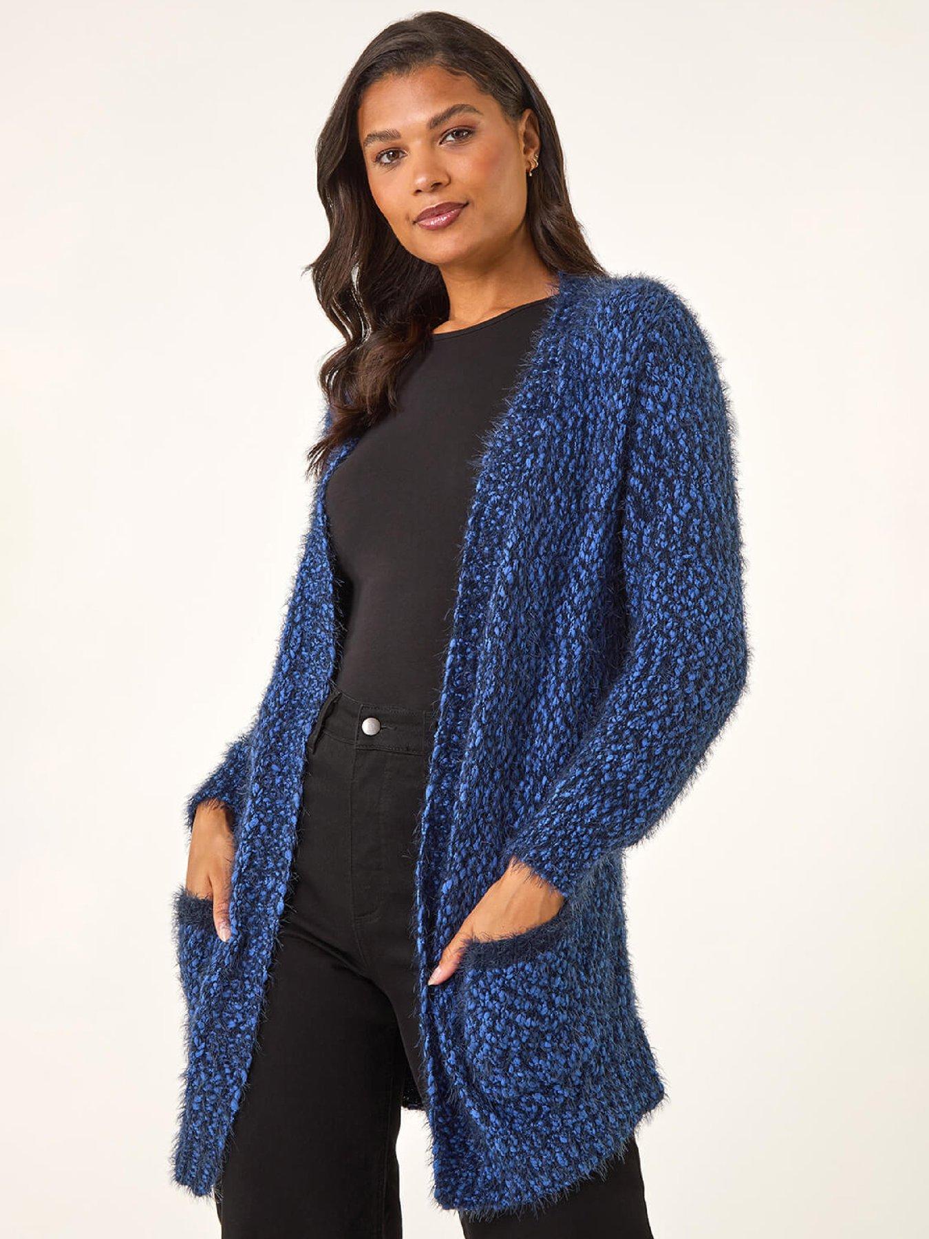 Roman Fluffy Longline Knit Cardigan - Blue | Very Ireland