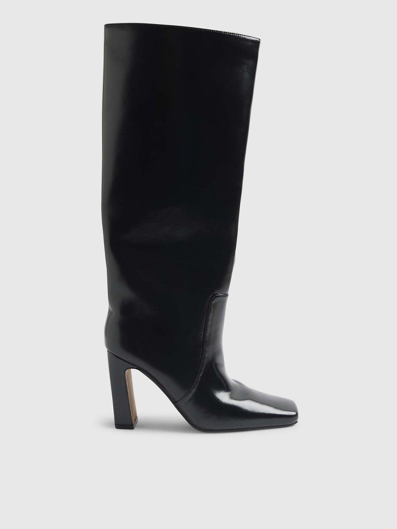 River Island Wide Chisel Toe High Leg Boot - Black | Very Ireland