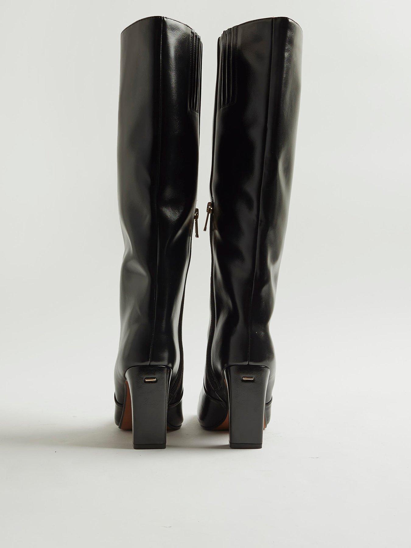 River Island Wide Chisel Toe High Leg Boot - Black | Very Ireland