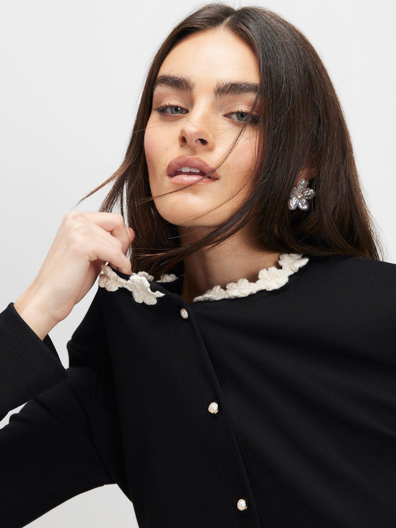 River Island Long Sleeve Tipped Flower Edge Top | Very Ireland