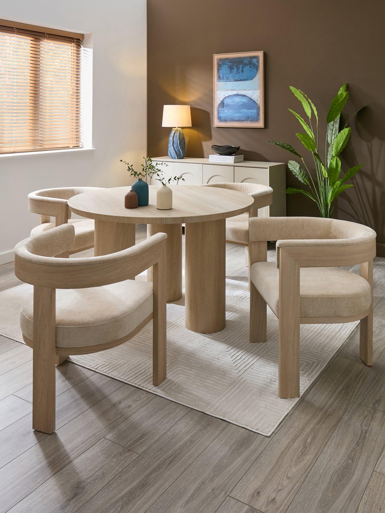 The Very Collection Arley 120 cm Round Dining Table + 4 Arley Chairs ...