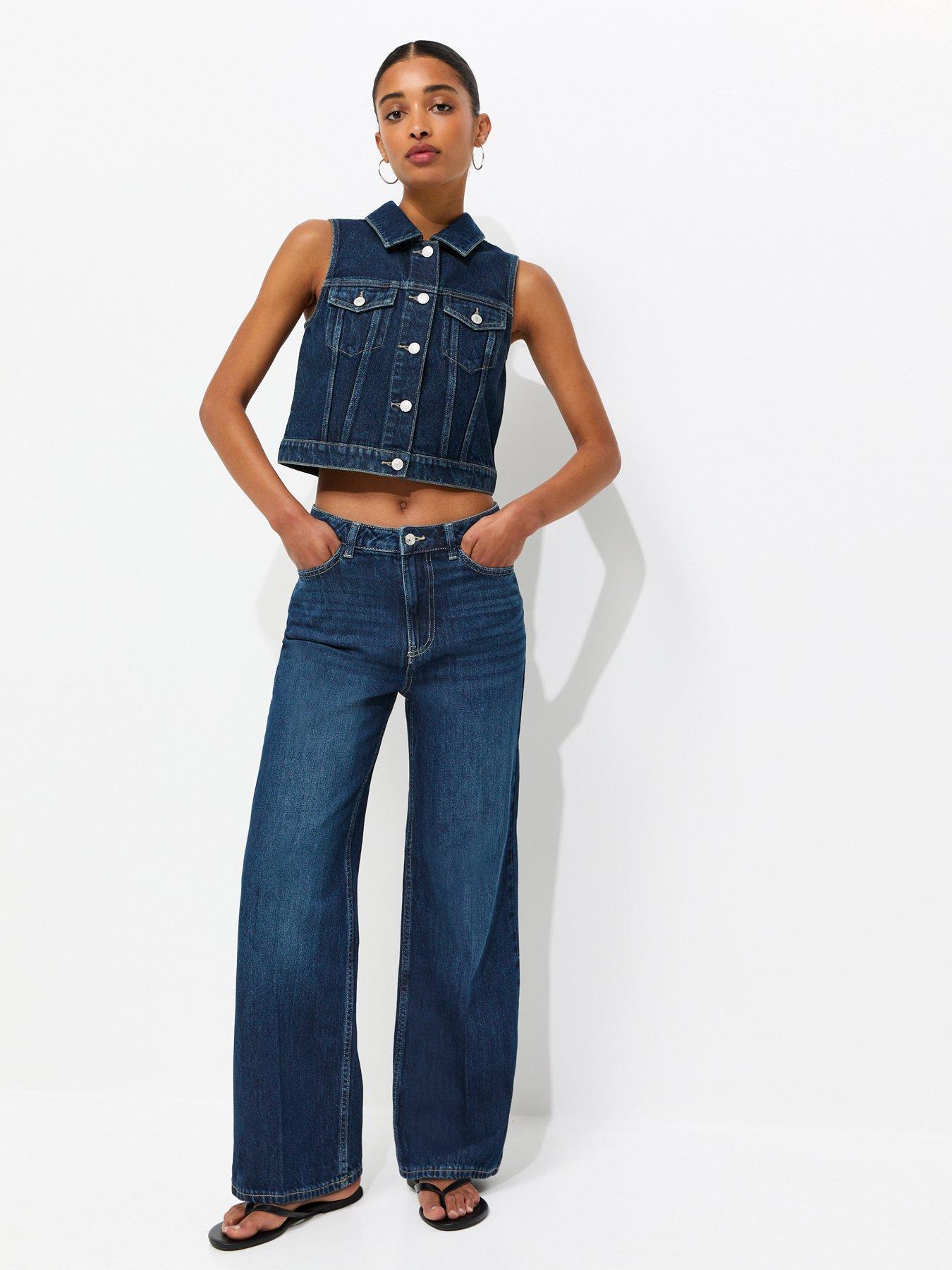 New Look Centre Crease Wide Leg Jeans - Blue | Very Ireland