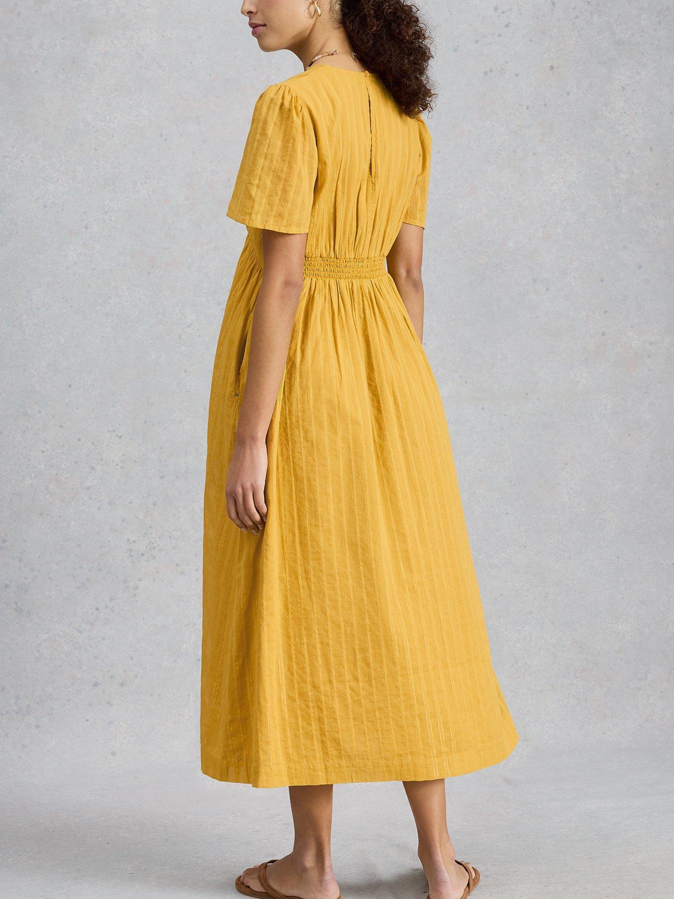 White Stuff Lucy Metallic Midi Dress - Yellow | Very Ireland