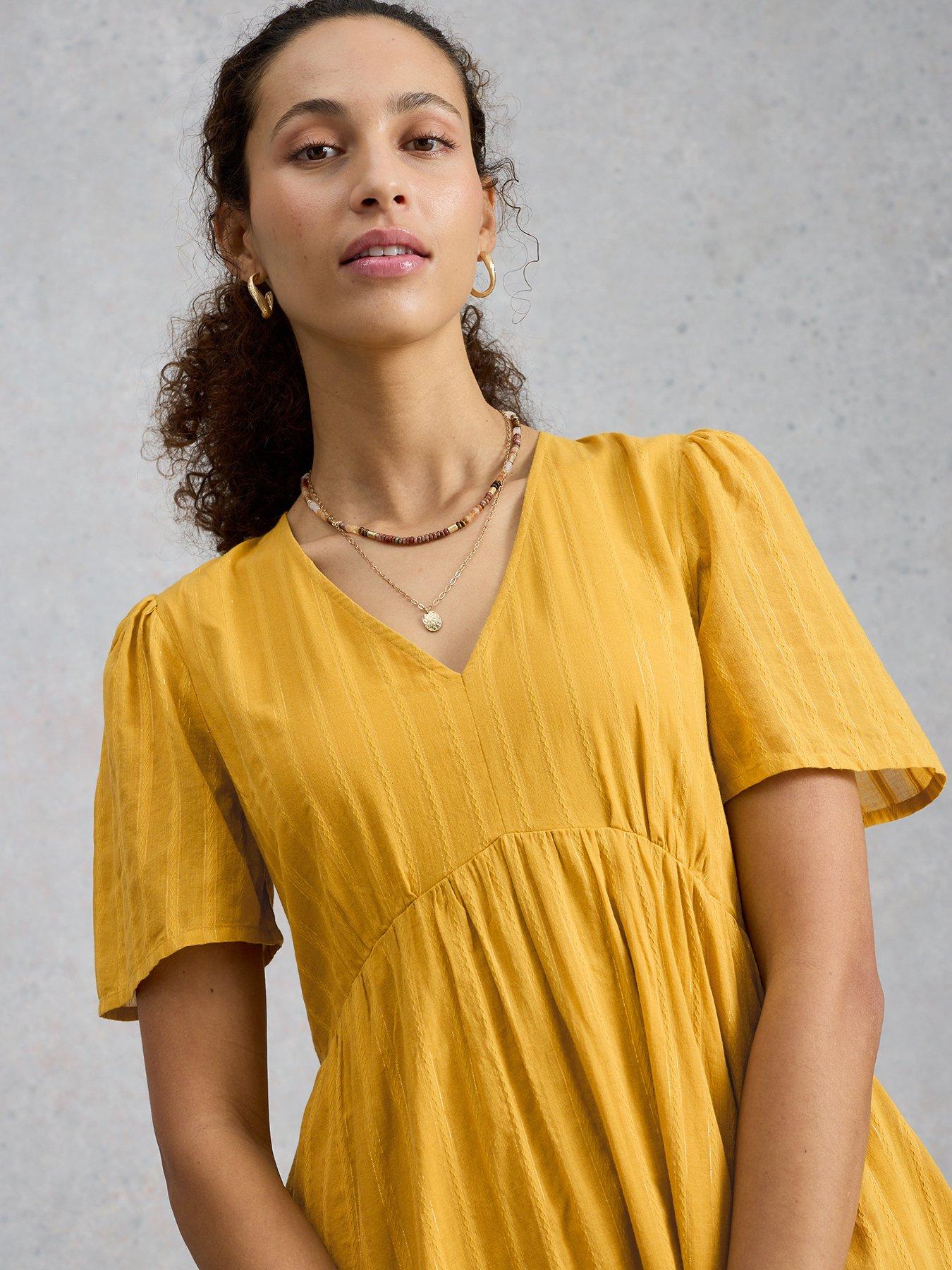 White Stuff Lucy Metallic Midi Dress - Yellow | Very Ireland