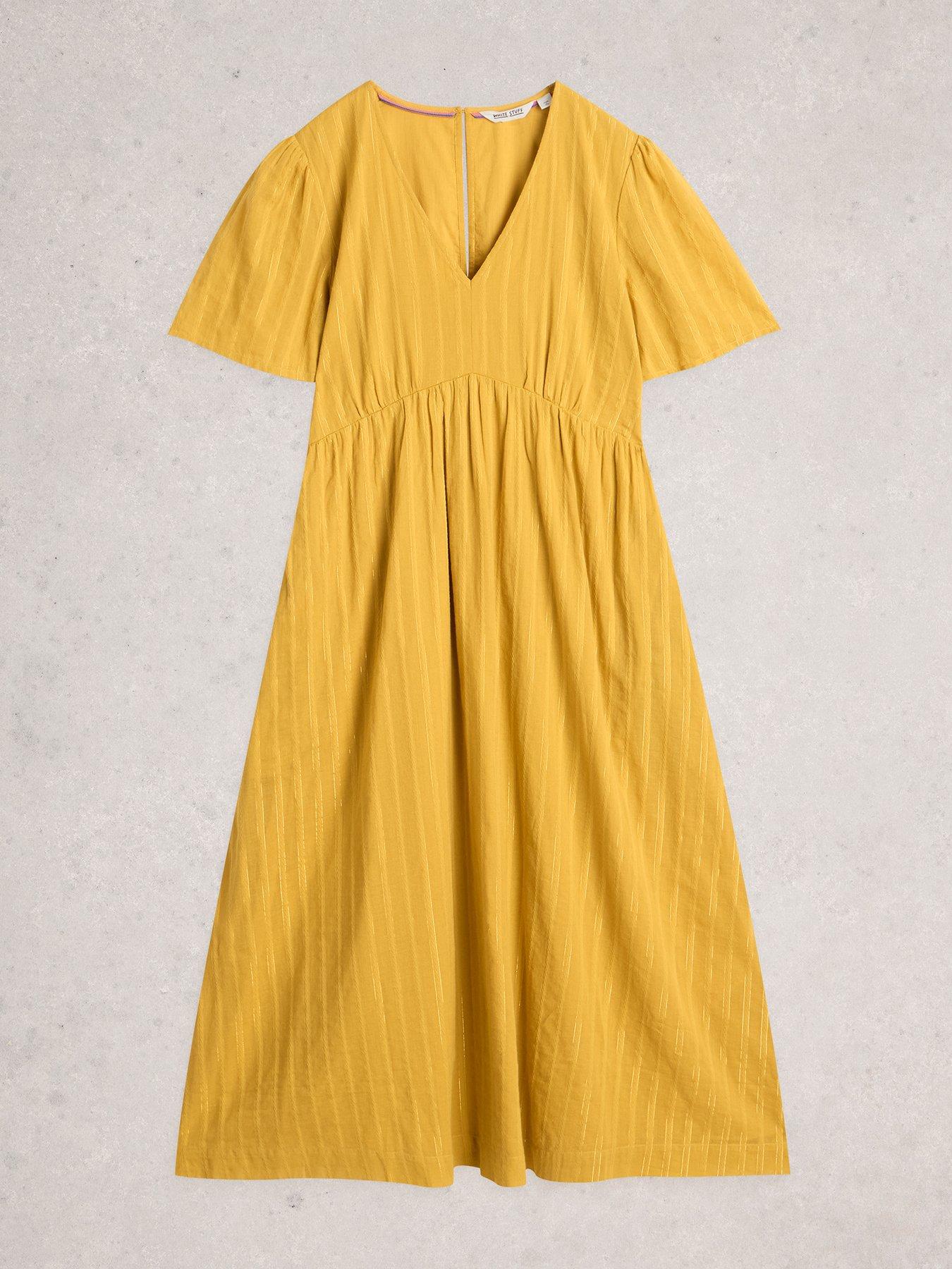 White Stuff Lucy Metallic Midi Dress - Yellow | Very Ireland