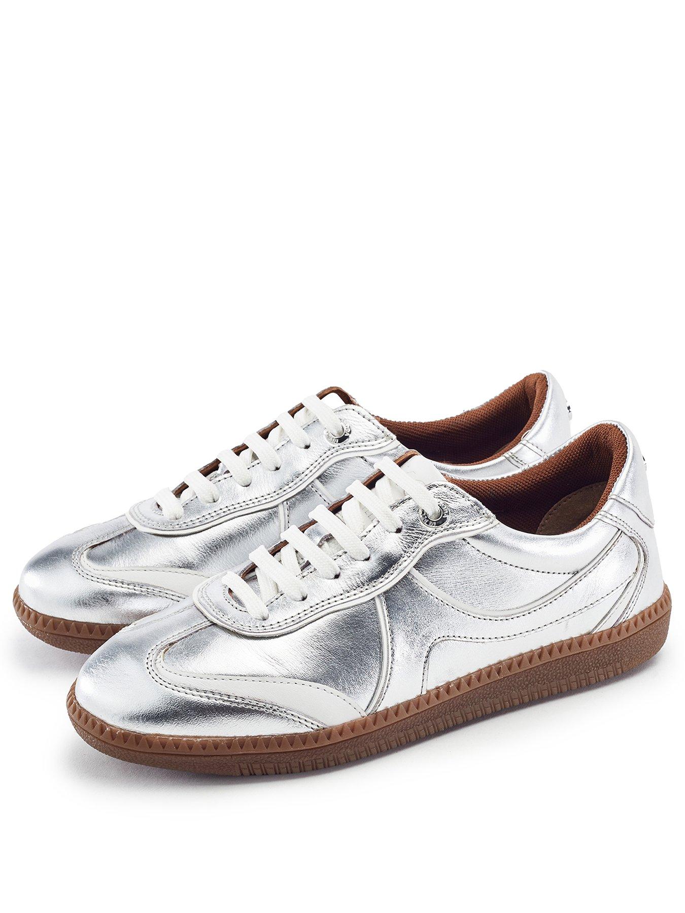 Moda In Pelle Brioni Silver Leather Multi Panel Gum Sole Trainer | Very ...
