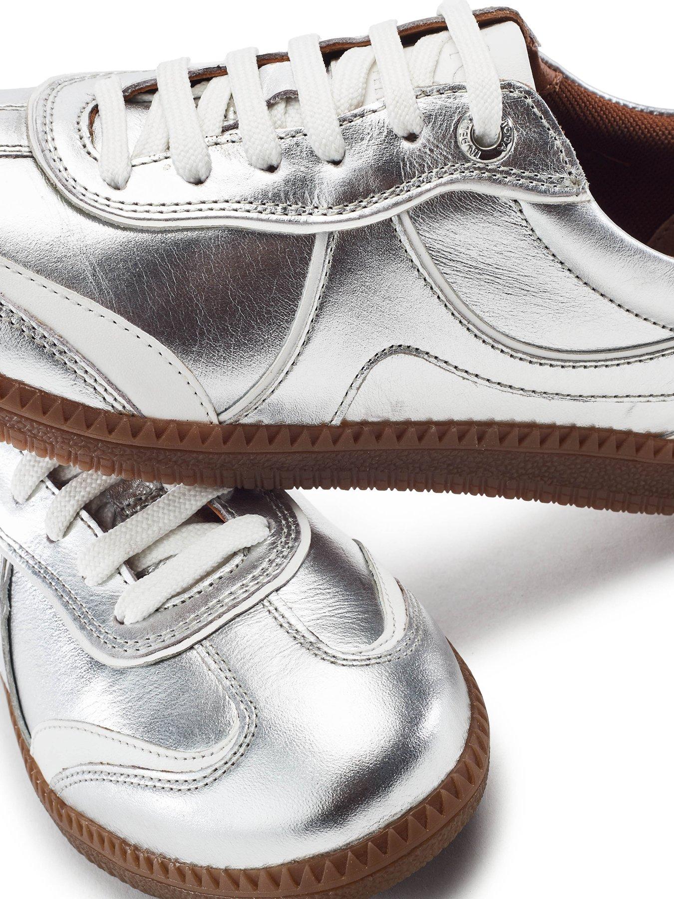 Moda In Pelle Brioni Silver Leather Multi Panel Gum Sole Trainer | Very ...