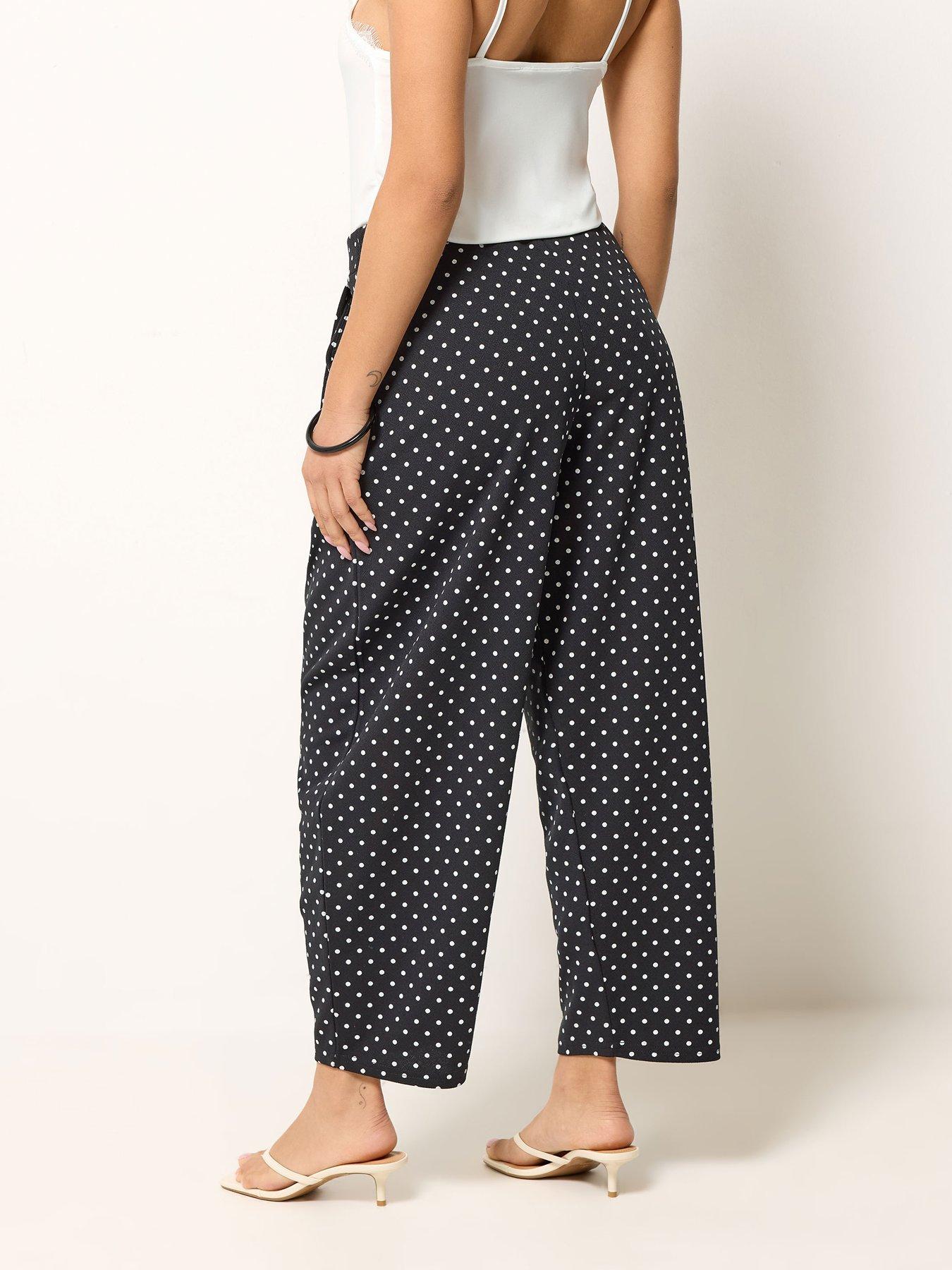 PixieGirl Petite Polka Dot Barrel Leg Trousers - Black | Very Ireland